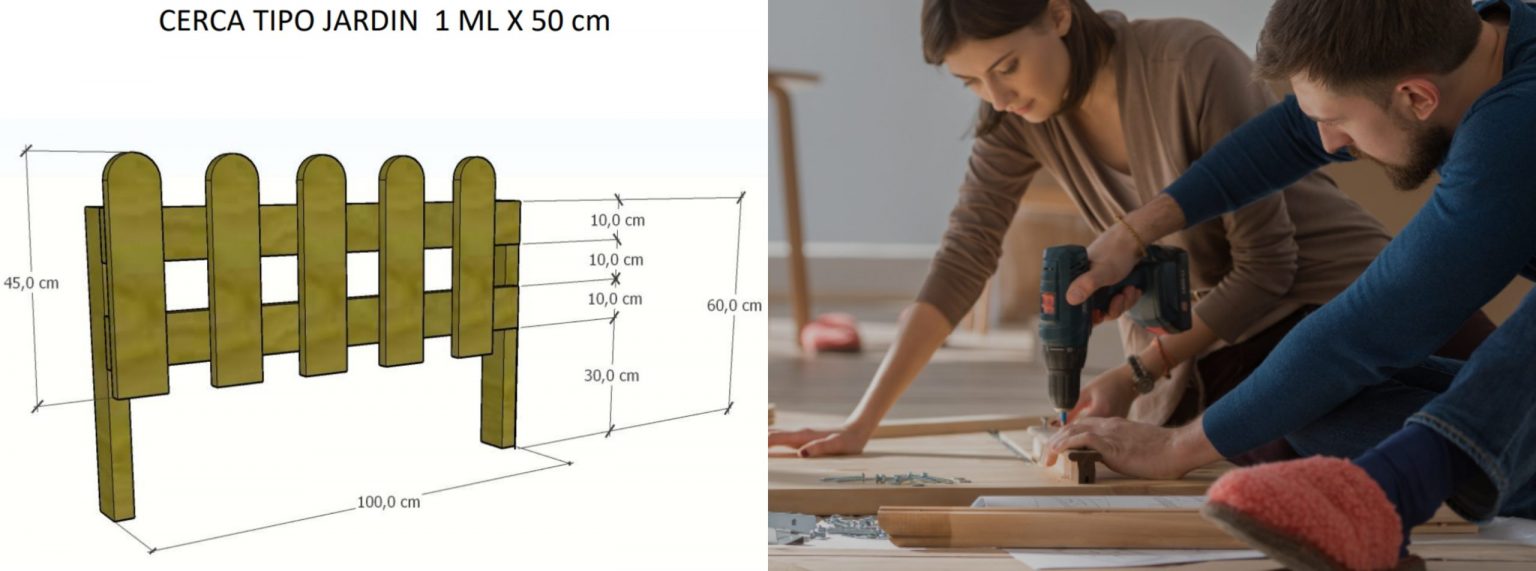 Cerca de jardín en madera plástica 150x60 cm - Ocoplast